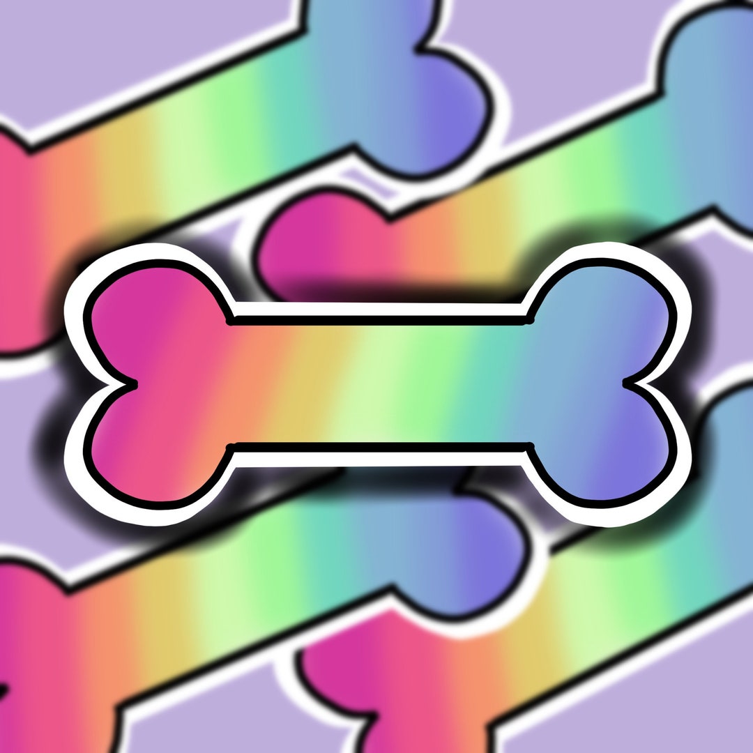 Dog Bone Sticker, Tie Dye/rainbow (regular or Mini) -WATERPROOF, Laptop ...