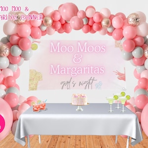 Moo Moos and Margaritas Banner Editable Girls Night Party Banner Theme ...
