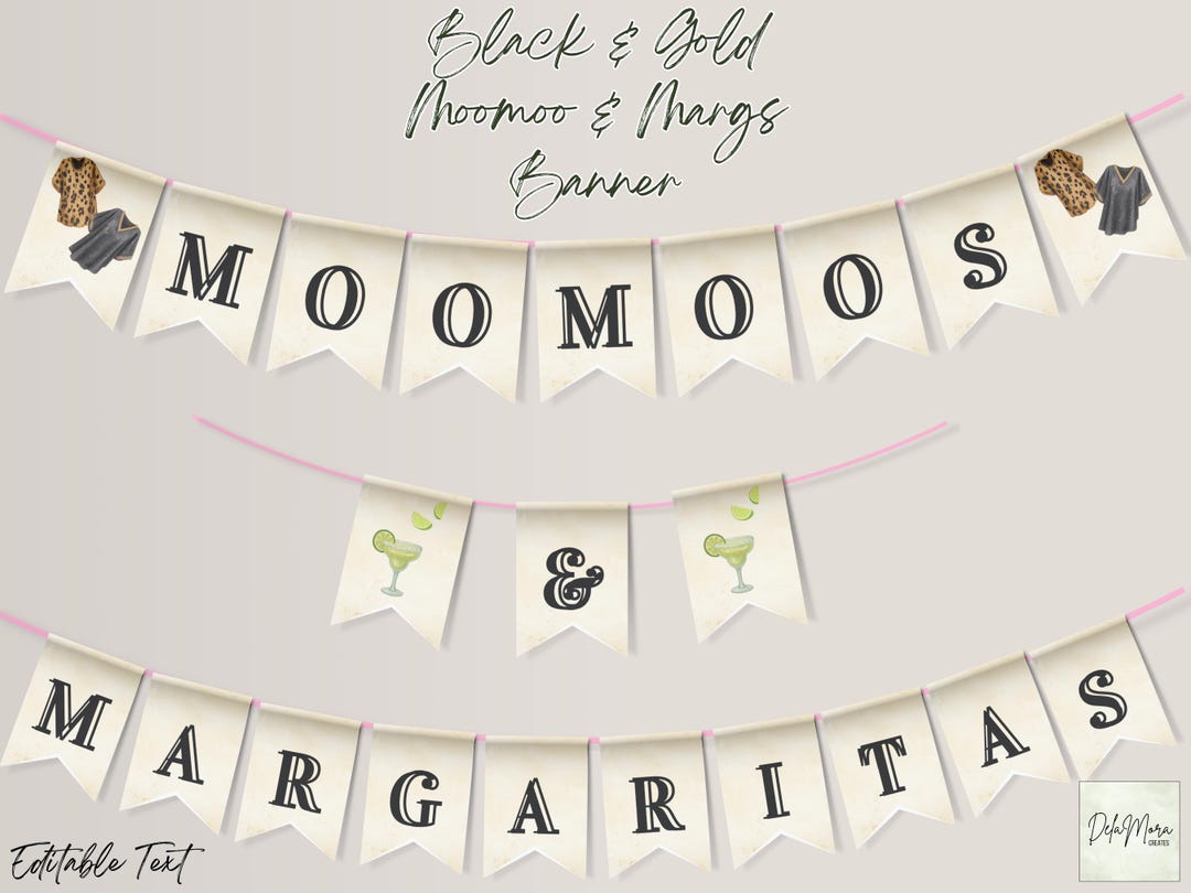 Moo Moo and Margaritas Banner 11x8.5 Editable Party Banner Girls Night ...
