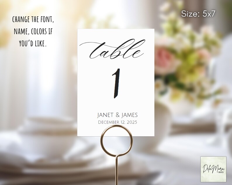 Simple Modern Table Cards 5x7 Editable Wedding Place Cards Minimalist ...