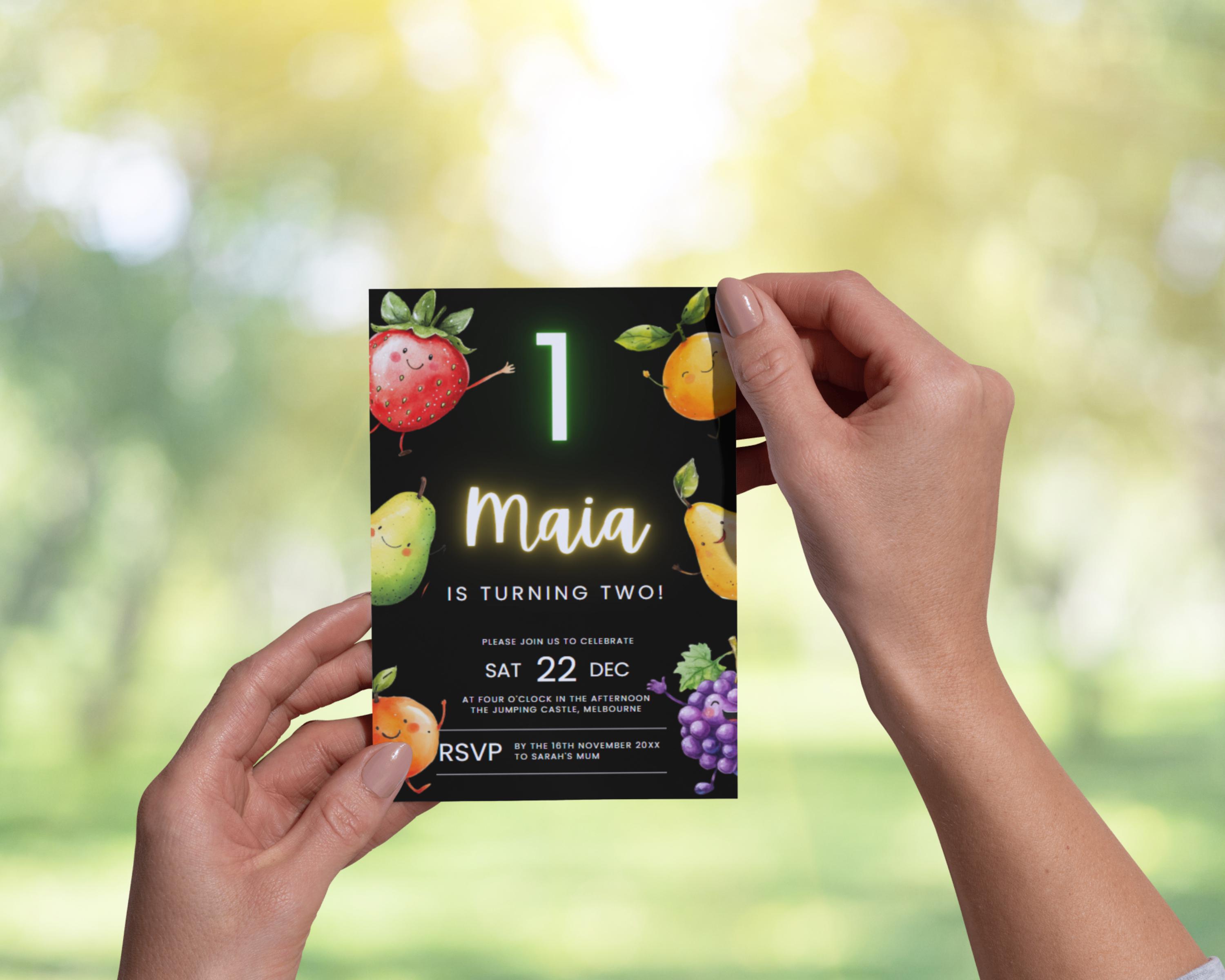 Editable Digital-printable Dancing Fruit Birthday Party Invitation for ...