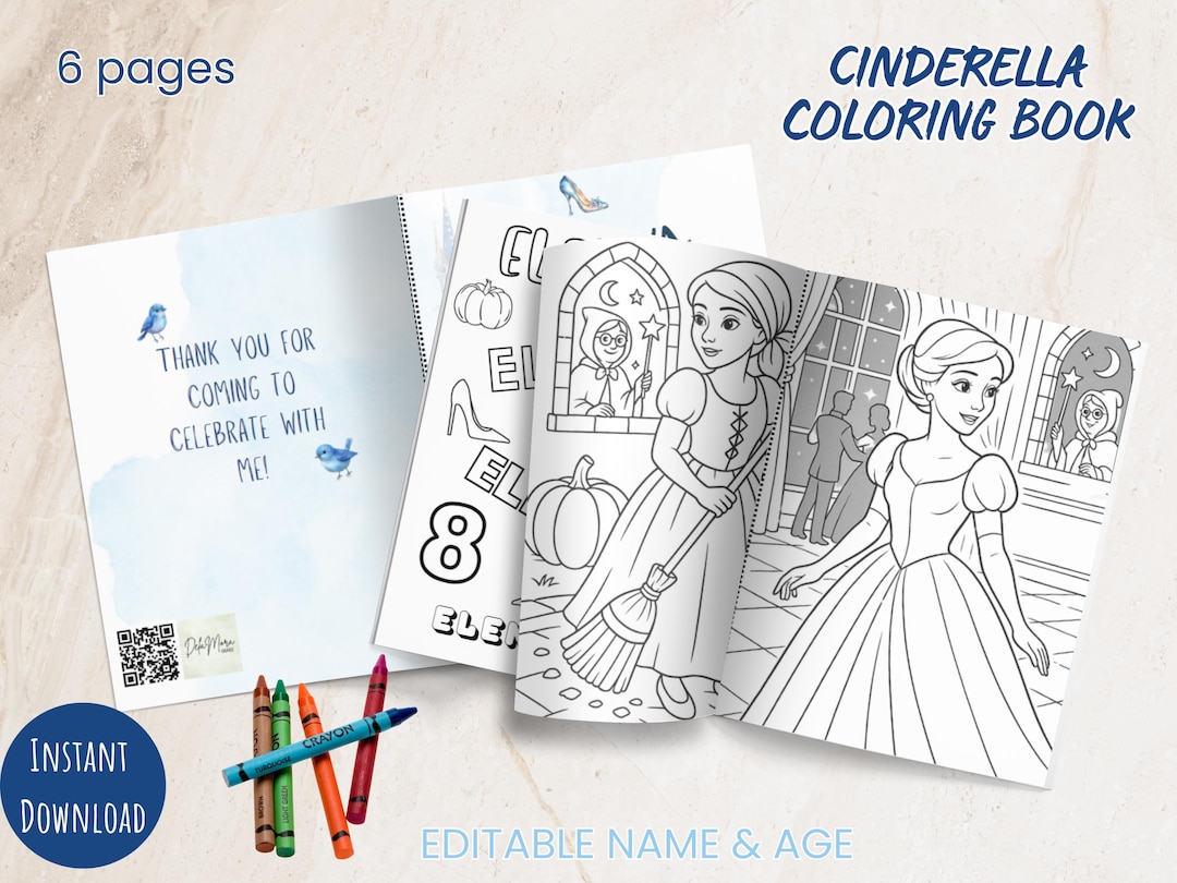 Cinderella Inspired Coloring Book Printable Kids Activity Pages ...