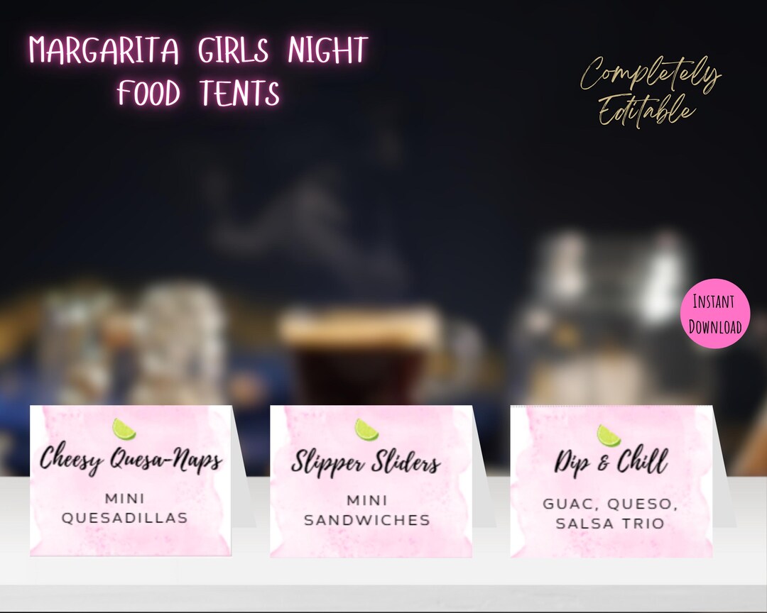 Editable Food Tent Template: Pink Birthday Party Food Name Cards ...