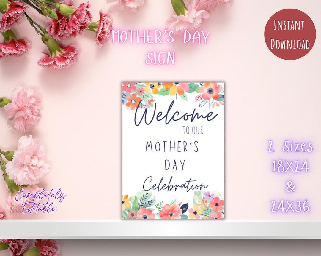Editable Printable Mother's Day Sign 18x24 & 24x36 - Etsy
