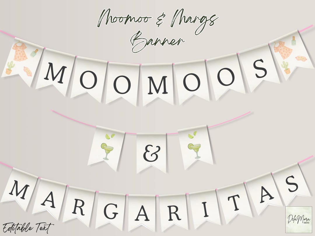 Editable Printable Moo Moos & Margaritas Banner, Girl's Night Banner ...