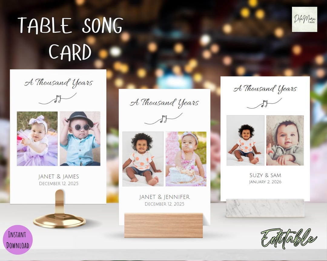 Table Song Cards 5x7 Editable Printable Wedding Table Songs Music Table ...