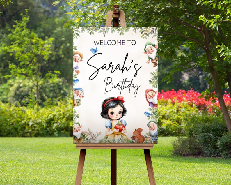 Snow White Birthday Welcome Sign: Editable Party Poster (digital ...