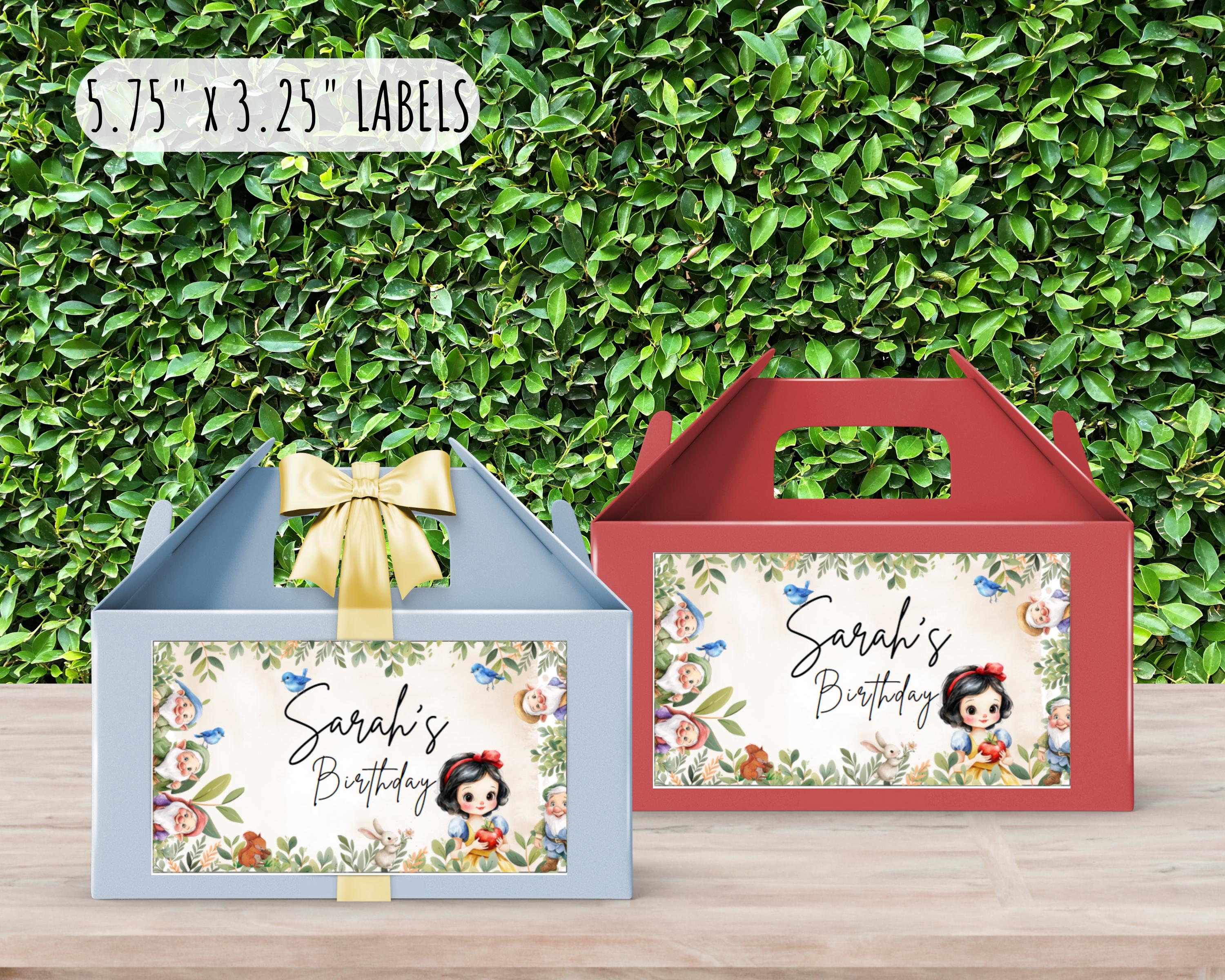 Snow White Inspired Gable Box Labels Editable Party Favor Stickers ...