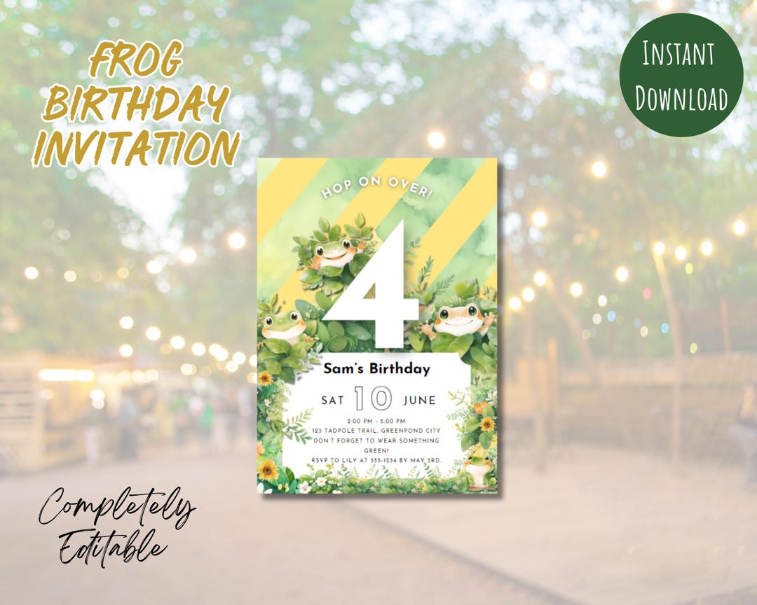Editable Digital-printable Frog Birthday Party Invitation for All Ages ...