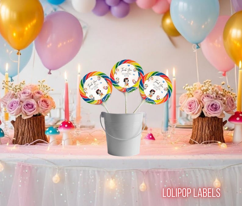 Editable Snow White Party Pack: Printable Invitation, Labels (digital ...