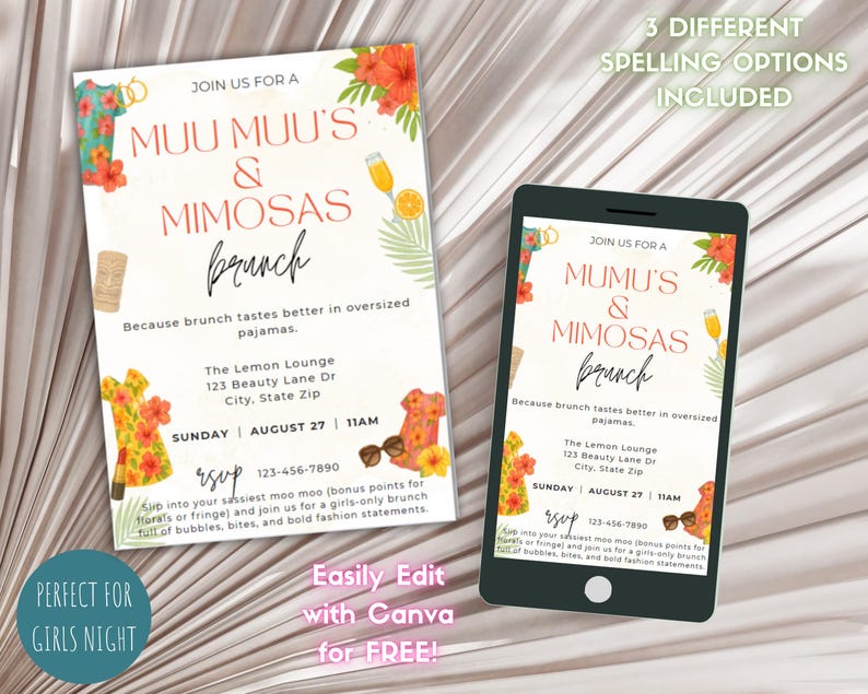 Moo Moos and Mimosas Invitation: Girls Night Out, Bachelorette Party ...