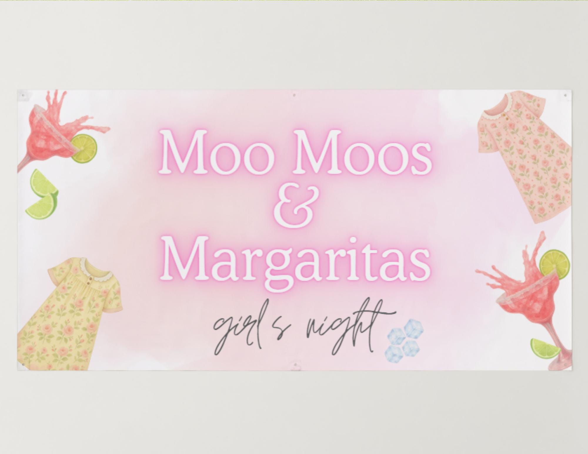 Moo Moos and Margaritas Banner Editable Girls Night Party Banner Theme ...