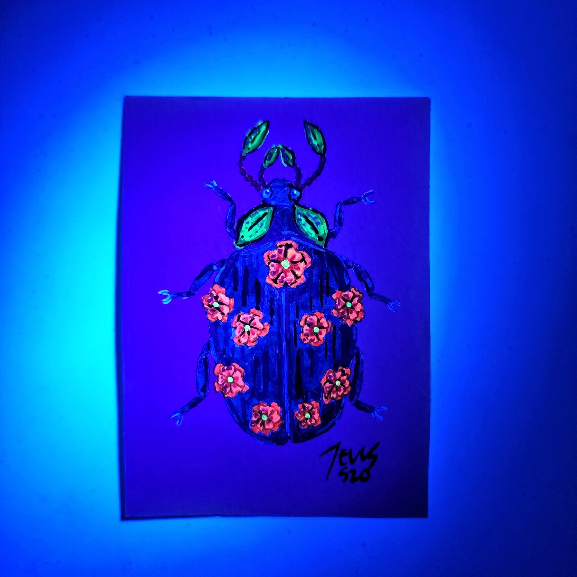 Lady Flower Scarab Original Painting Jevus Vougler, Watercolor, Wall ...