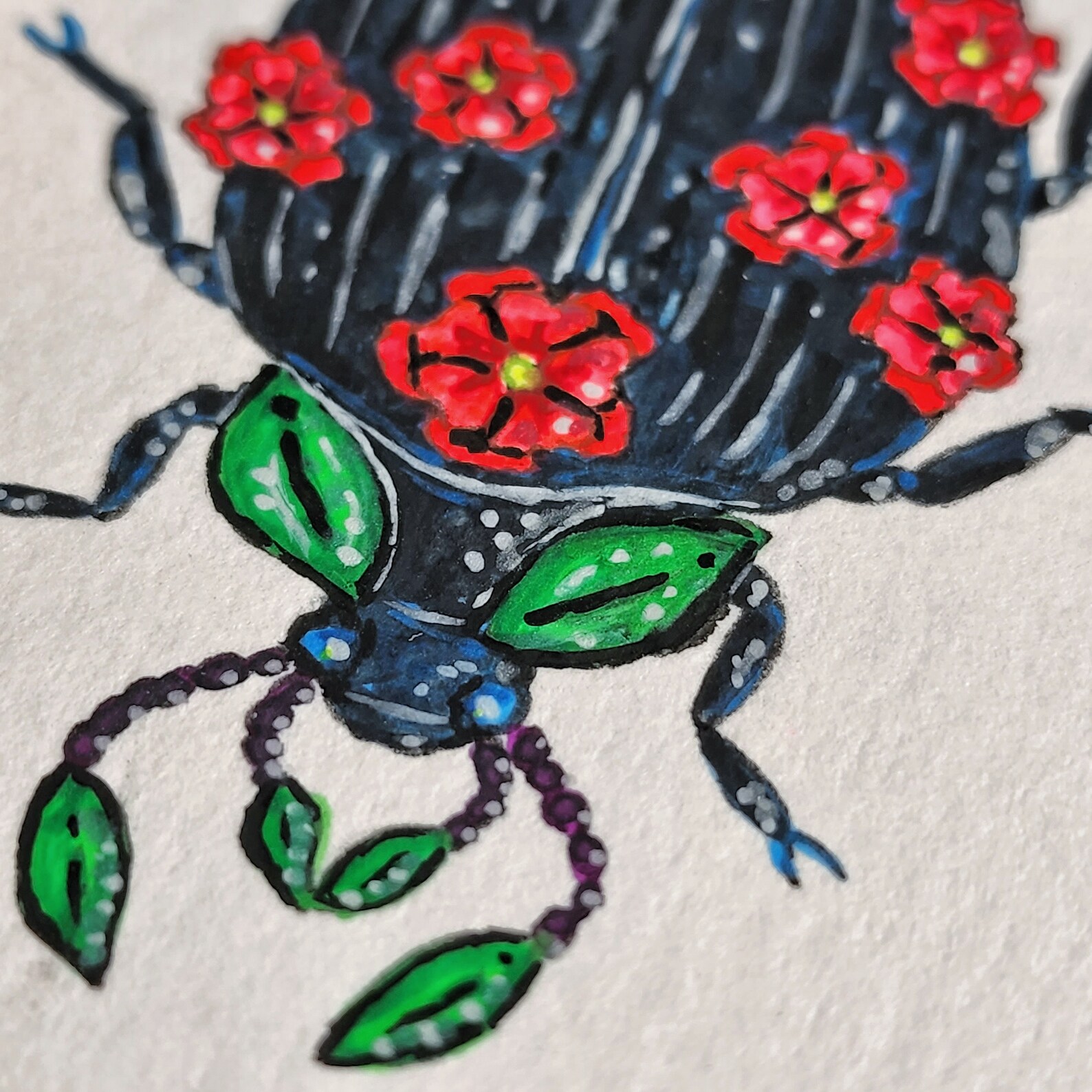 Lady Flower Scarab Original Painting Jevus Vougler, Watercolor, Wall ...