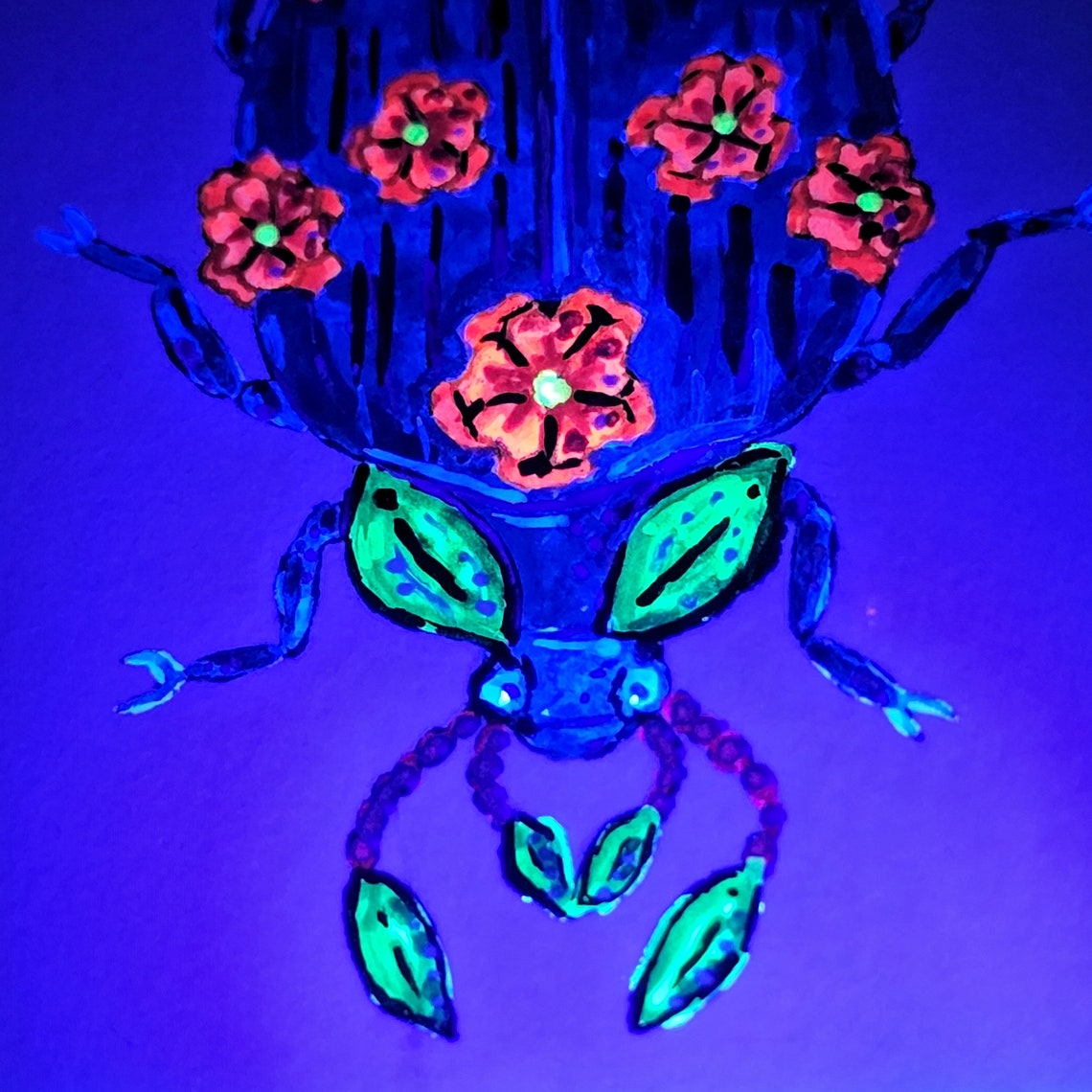 Lady Flower Scarab Original Painting Jevus Vougler, Watercolor, Wall ...