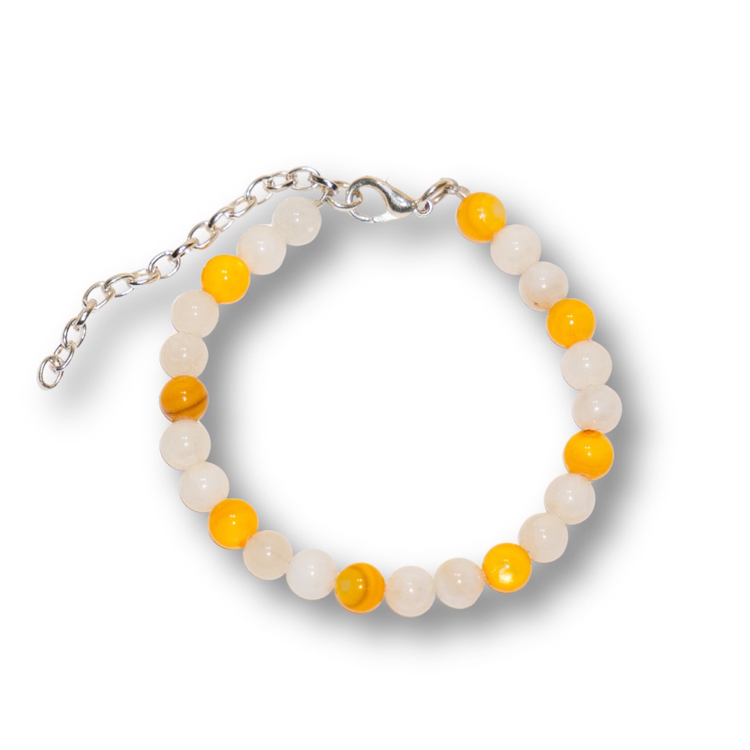 Desert Canary Bracelet – Rose Jade, River Shell, Czech Glass ...