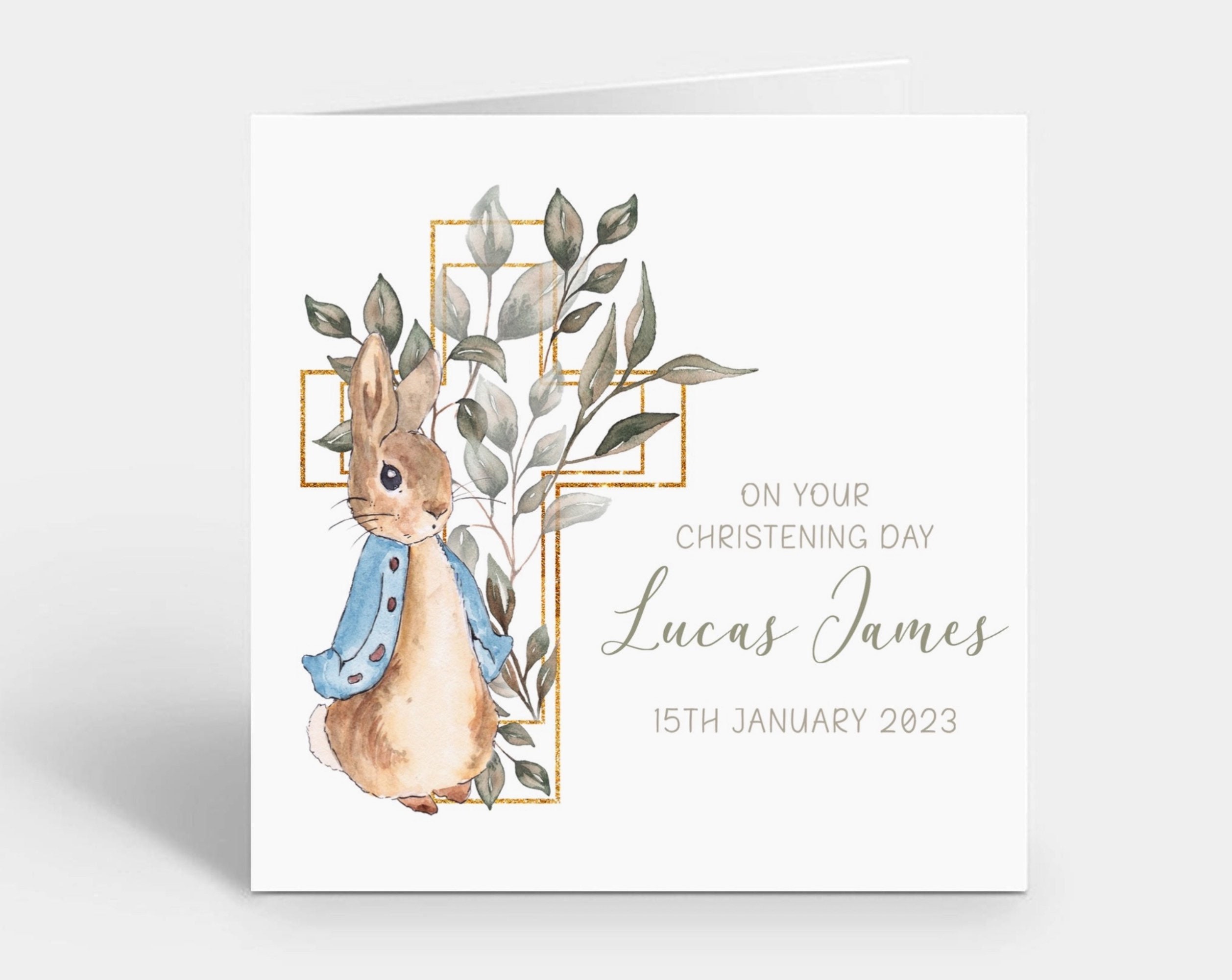 Personalised Peter Rabbit Christening Card ~ Baptism Card ~ Christening ...