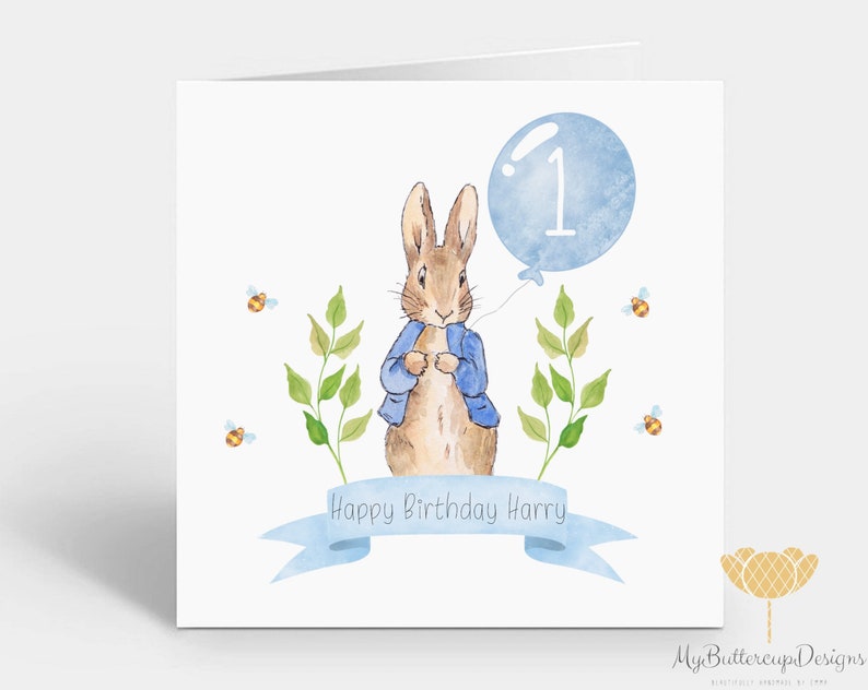 Personalised Peter Rabbit Birthday Card ~ 1st Birthday Card ~ 2nd ...