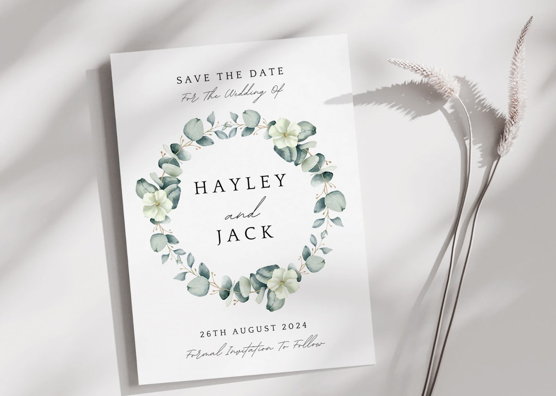 Personalised Save the Date Invitations ~ Botanical Save the Date ...