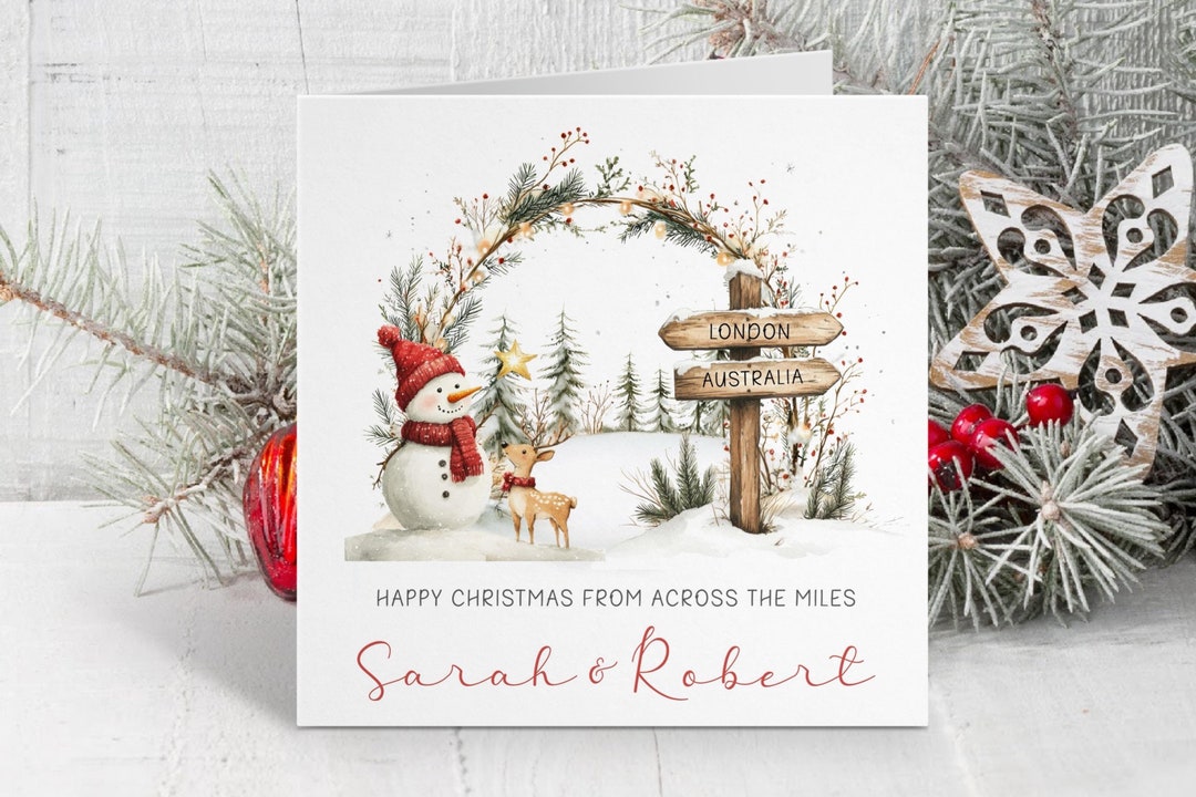 Personalised Long Distance Christmas Card ~ Across the Miles Christmas ...