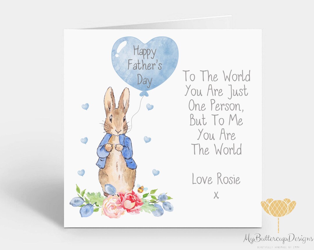 Personalised Peter Rabbit Father’s Day Card ~ Card for Daddy, Dad ...