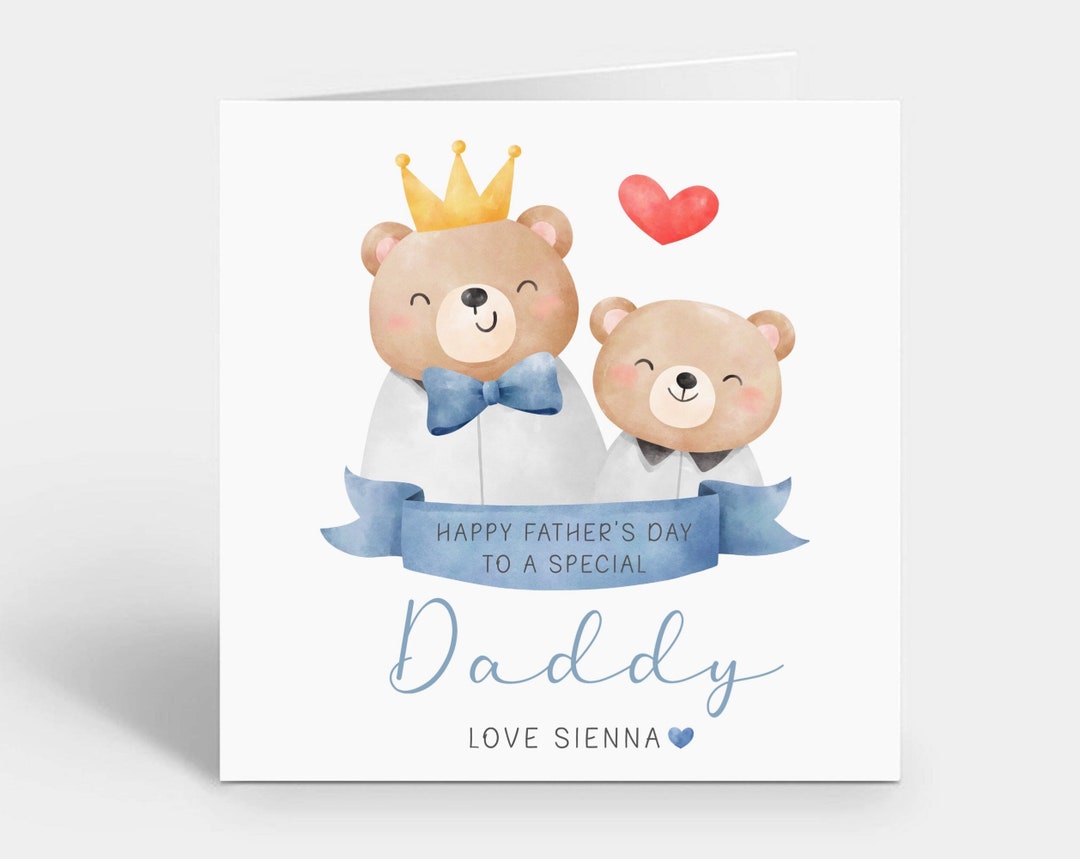 Personalised Bear Fathers Day Card 1st Fathers Day Card Daddy Bear ...