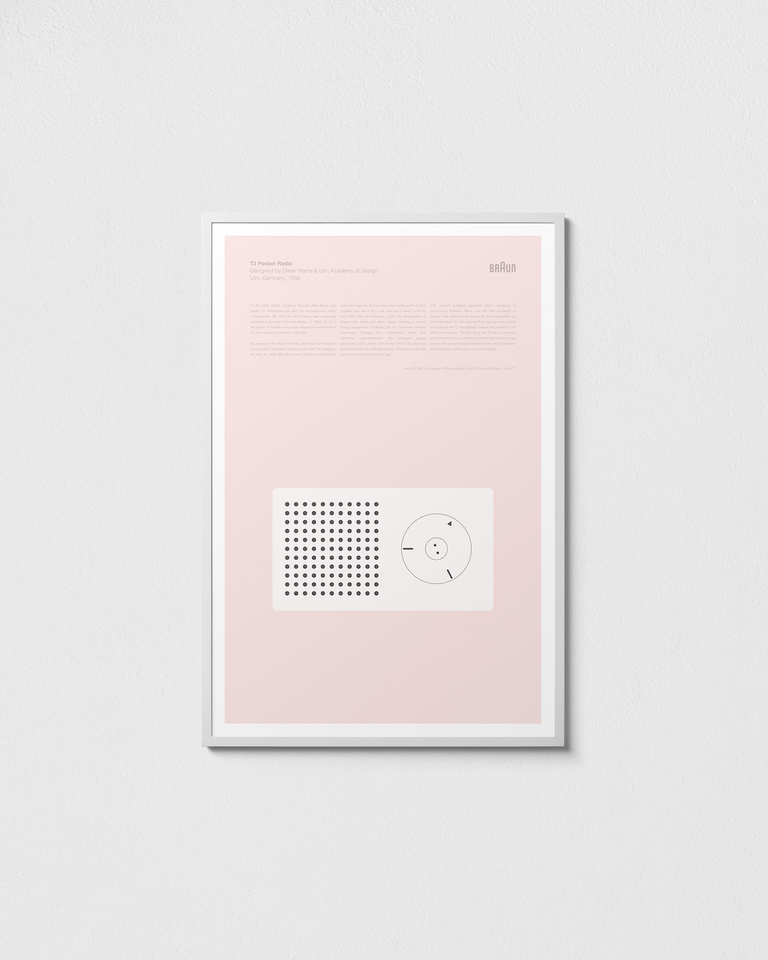 Braun T3 Pocket Radio Print | Product Design Poster | Minimal Colorful ...