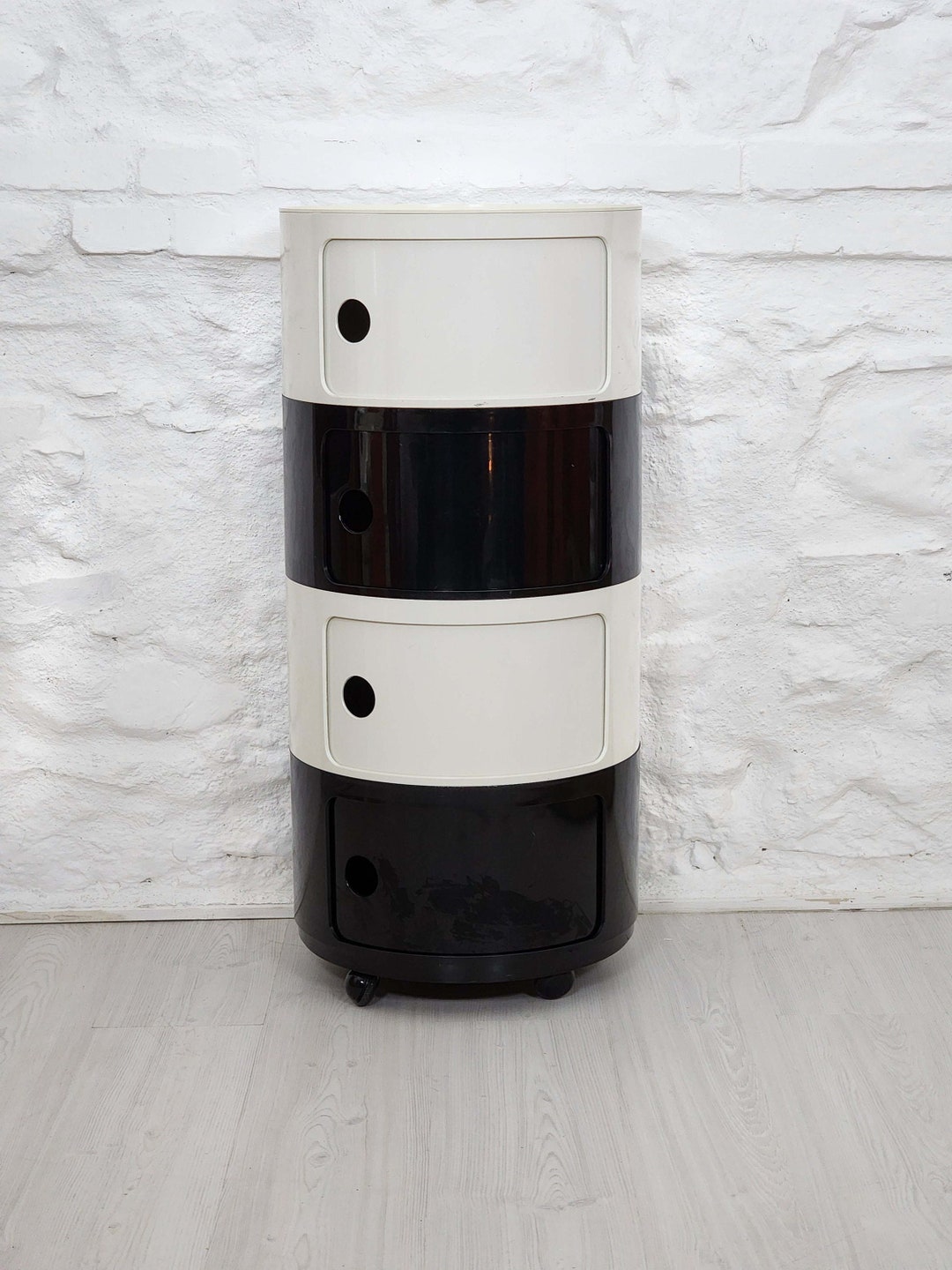 Componibili Four Cylindrical Modular Cabinets in Black & White by Anna ...