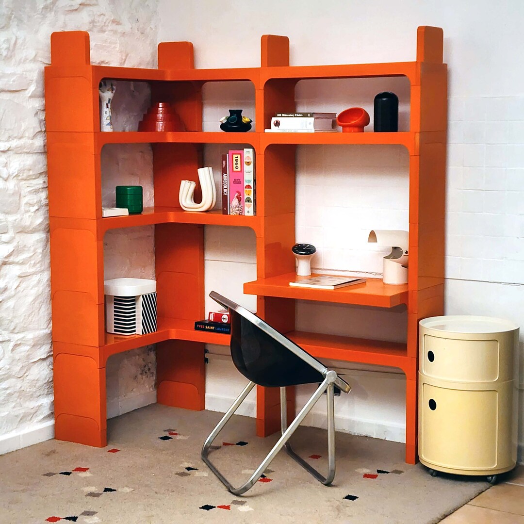 Modular Corner Shelf System in Orange by Olaf Von Bohr for - Etsy