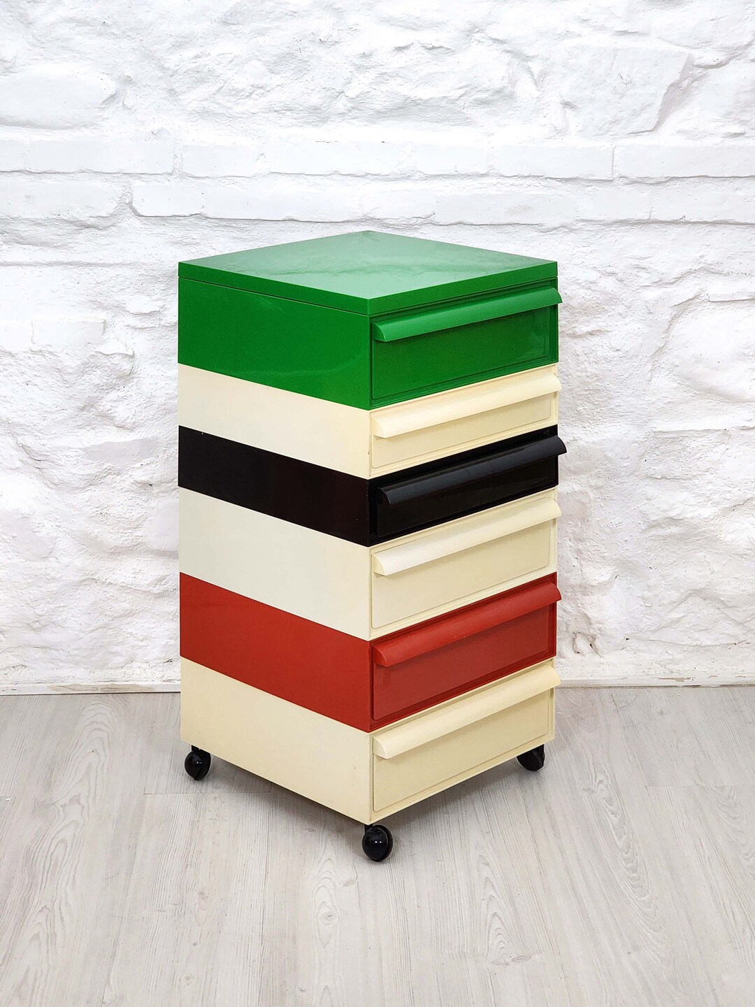 Plastic Stacking Drawers in Red, White, Black & Green by Simon Fussell ...