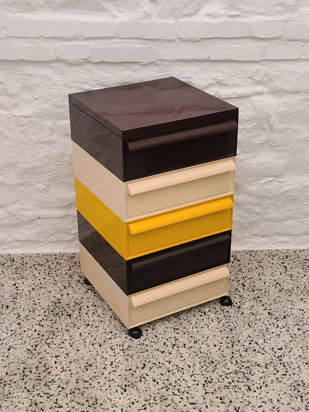 Plastic Stacking Drawers in Brown, White and Yellow by Simon Fussell ...