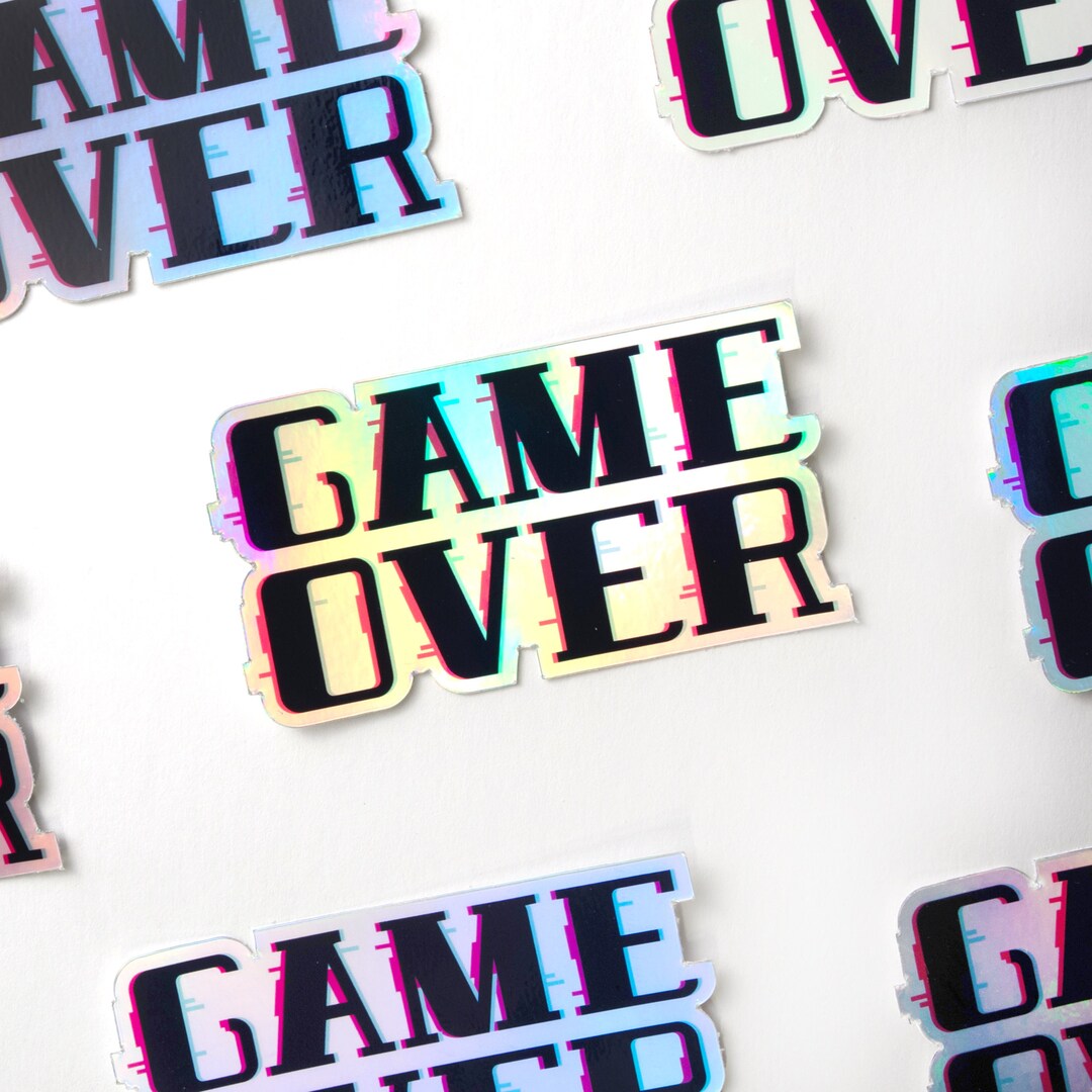 Game Over Sticker, 8-bit Sticker, Video Game Sticker, Holographic ...
