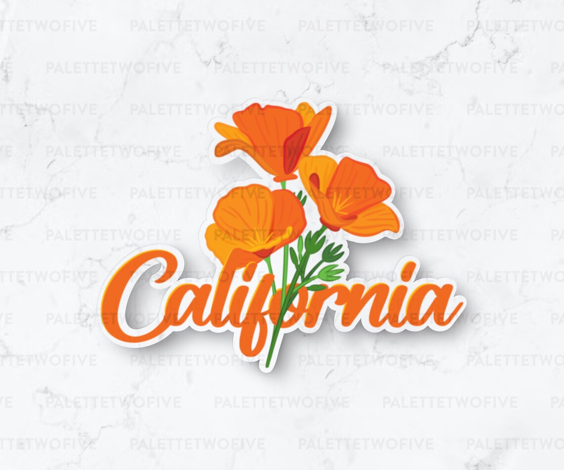 Poppy Sticker California Poppy Sticker Golden Poppy State - Etsy