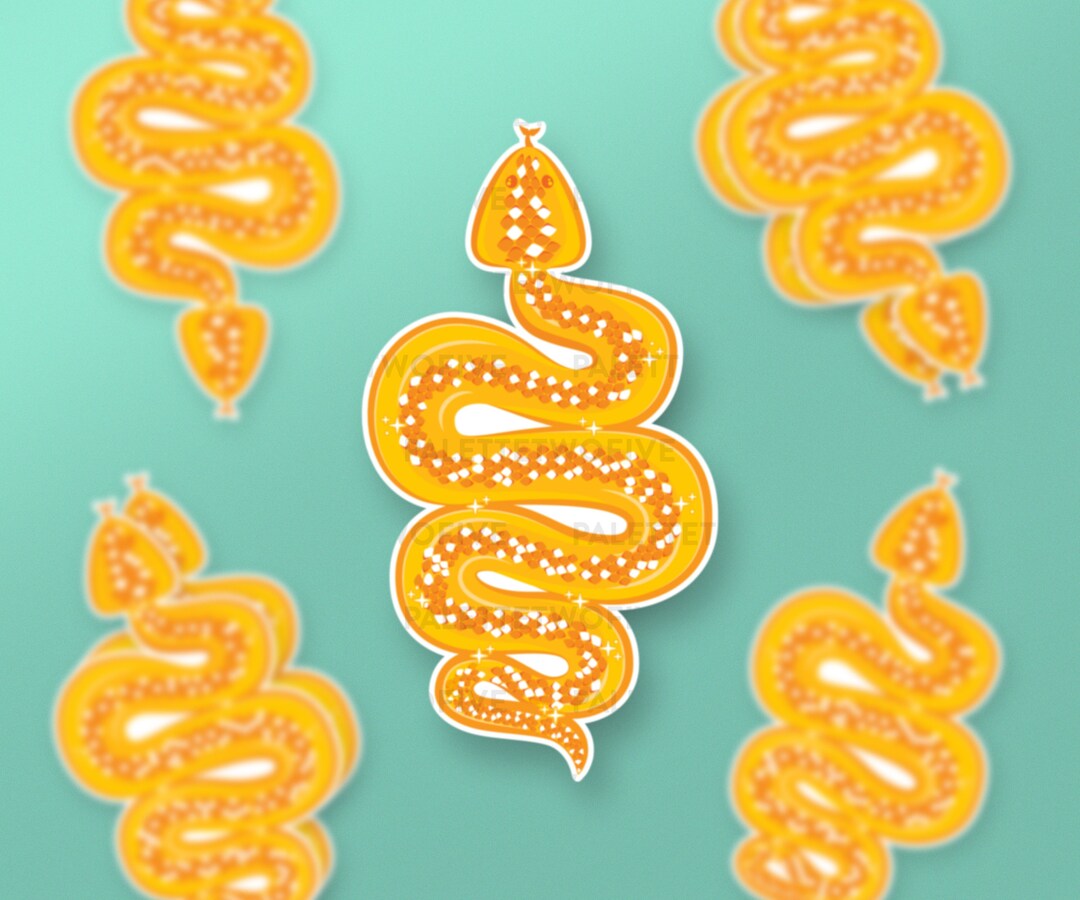 Snake Sticker, Cute Snake Sticker, Yellow Snake Sticker, Snake Decal ...