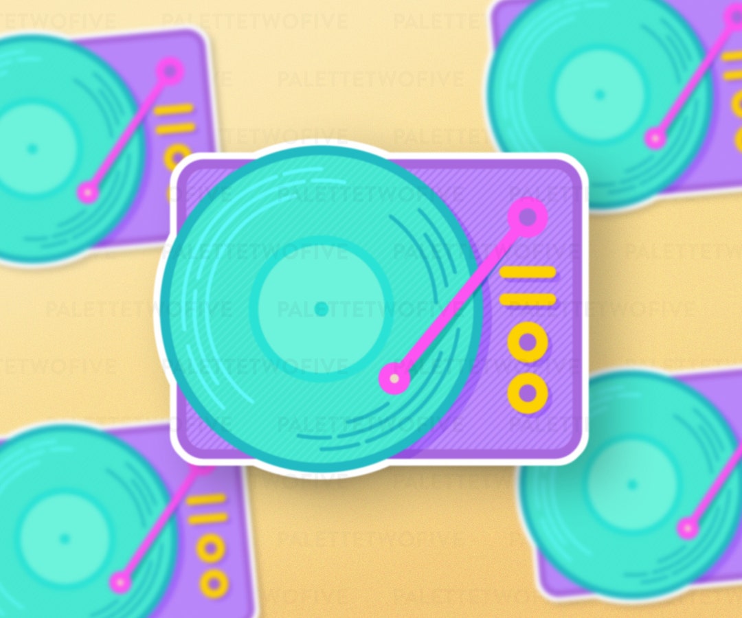 Vinyl LP Sticker, Vinyl Record Sticker, Retro Vinyl Record Player ...