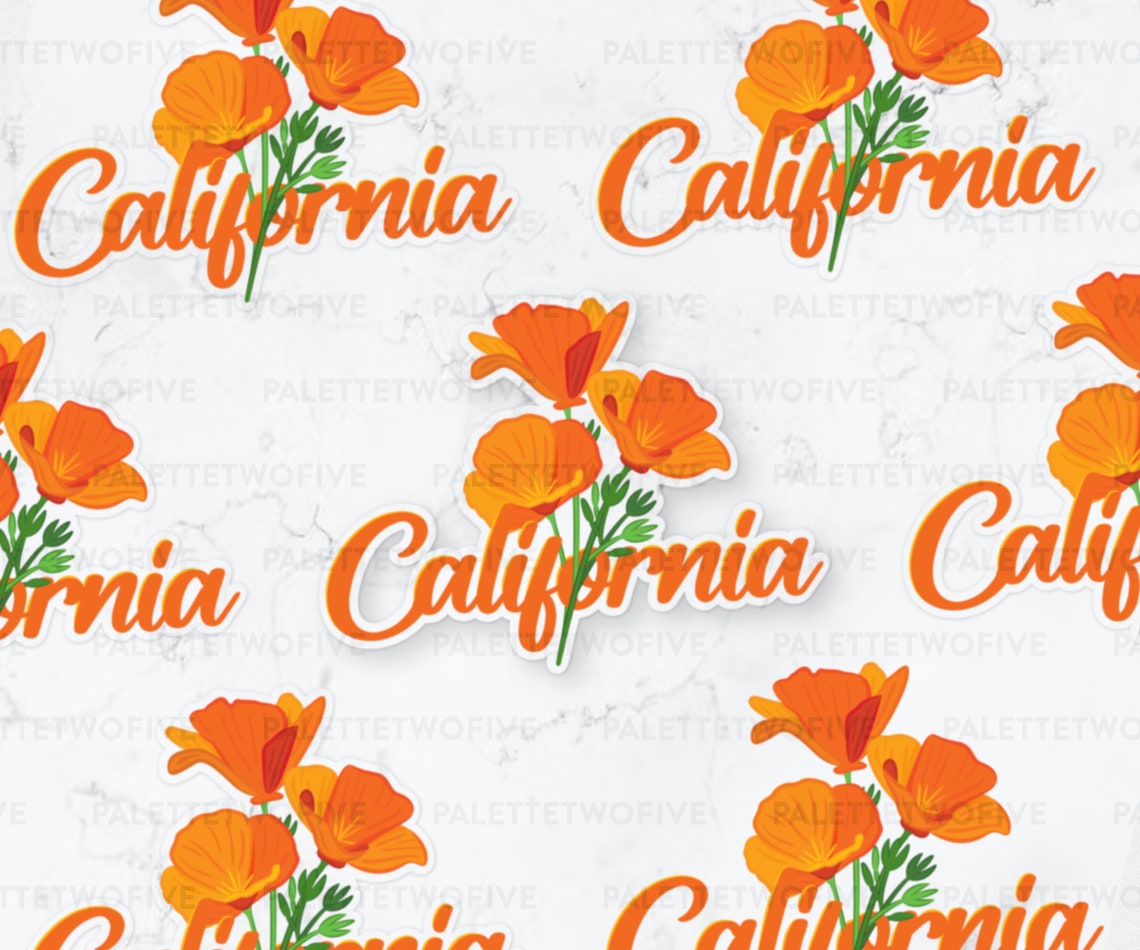 Poppy Sticker California Poppy Sticker Golden Poppy State - Etsy