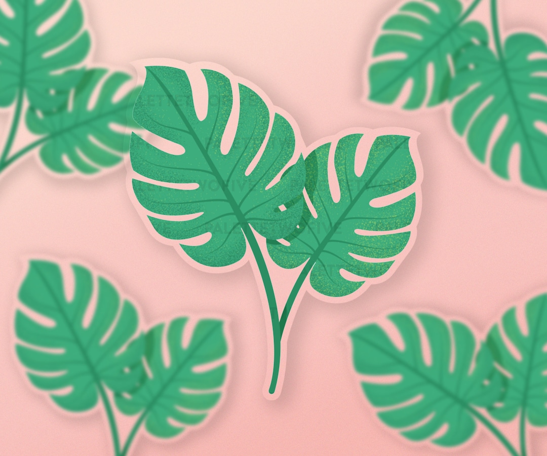 Monstera Sticker, Monstera Leaf Sticker, Tropical Leaf Sticker ...