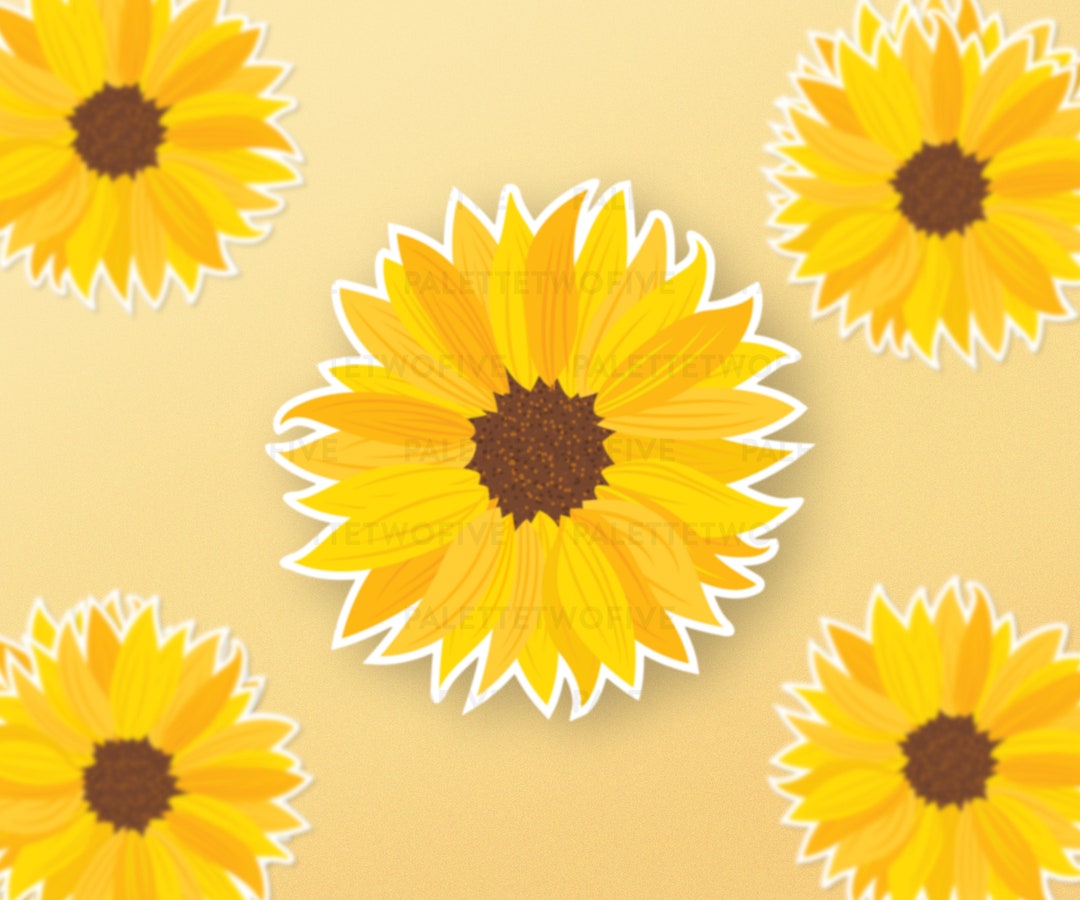 Sunflower Sticker, Yellow Sunflower Sticker, Sunflower Decal, Flower ...