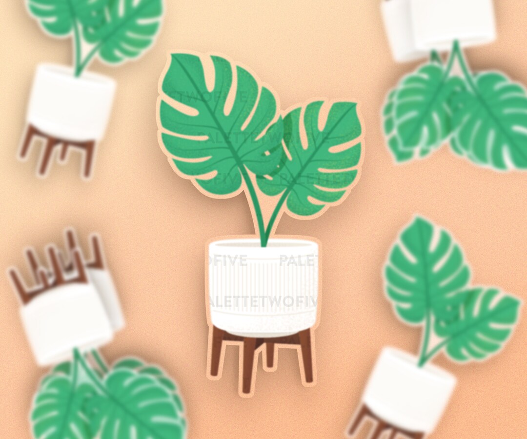 Monstera Sticker, Monstera Leaf Sticker, Tropical Leaf Sticker ...