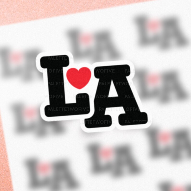 Los Angeles Sticker, LA Sticker, I Love LA Sticker Decal, LA Love, Los ...
