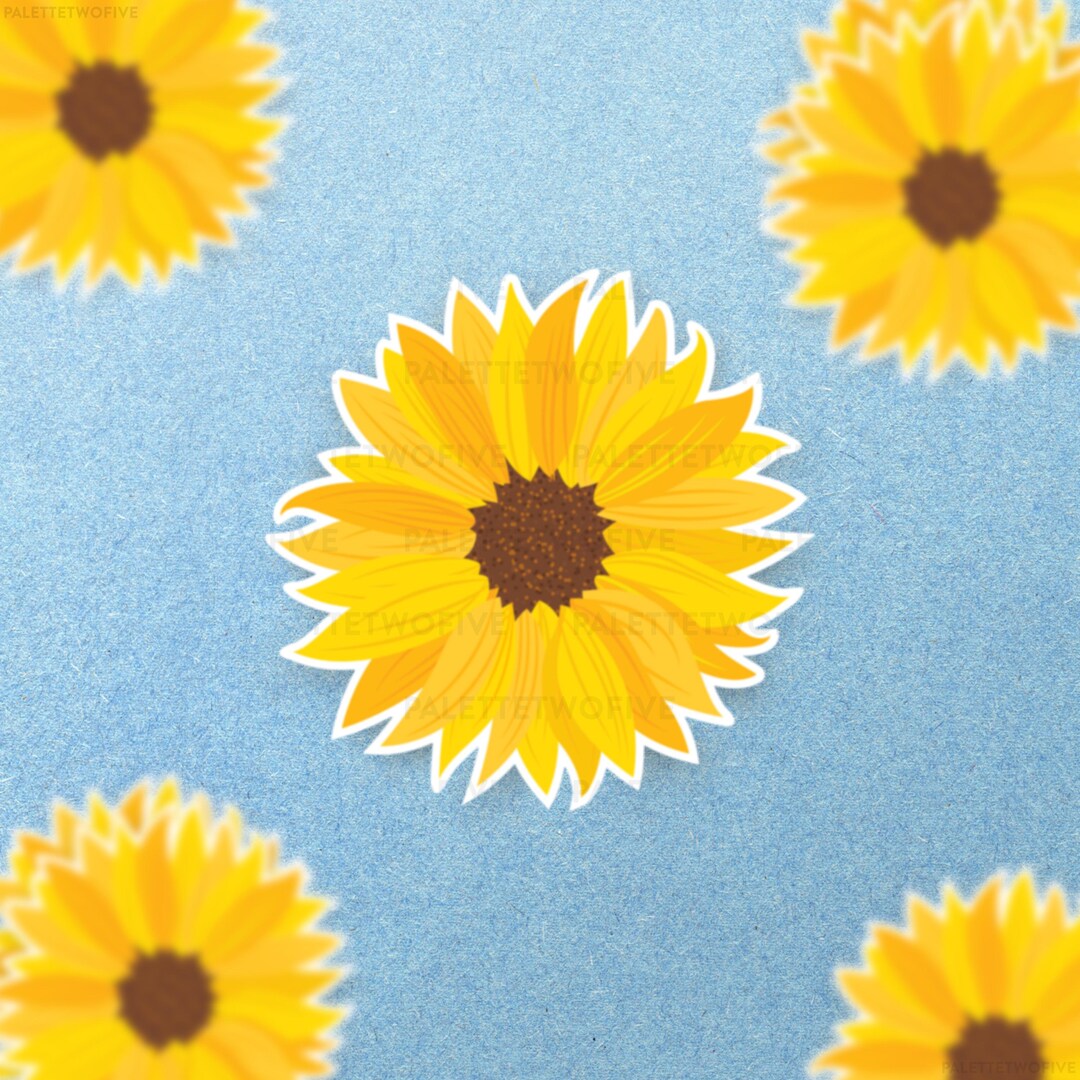 Sunflower Sticker, Yellow Sunflower Sticker, Sunflower Decal, Flower ...