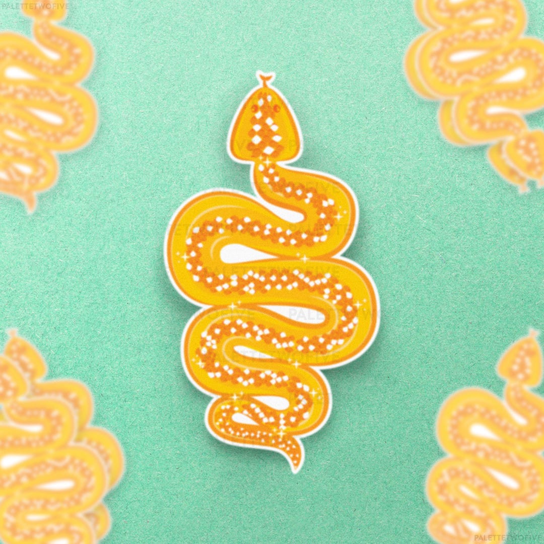 Snake Sticker, Cute Snake Sticker, Yellow Snake Sticker, Snake Decal ...