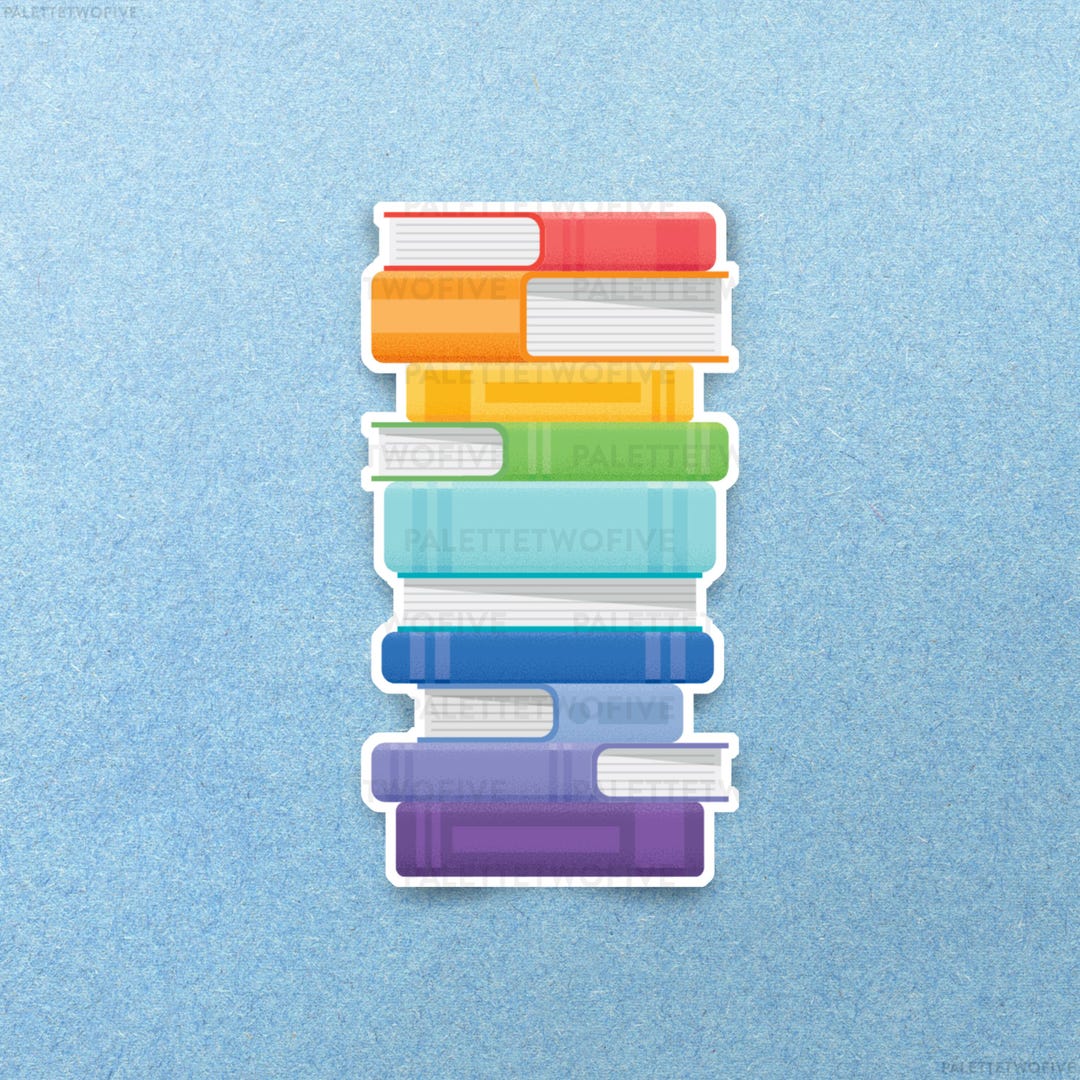 Books Sticker, Stack of Books Sticker, Reading Sticker, Gift for Book ...