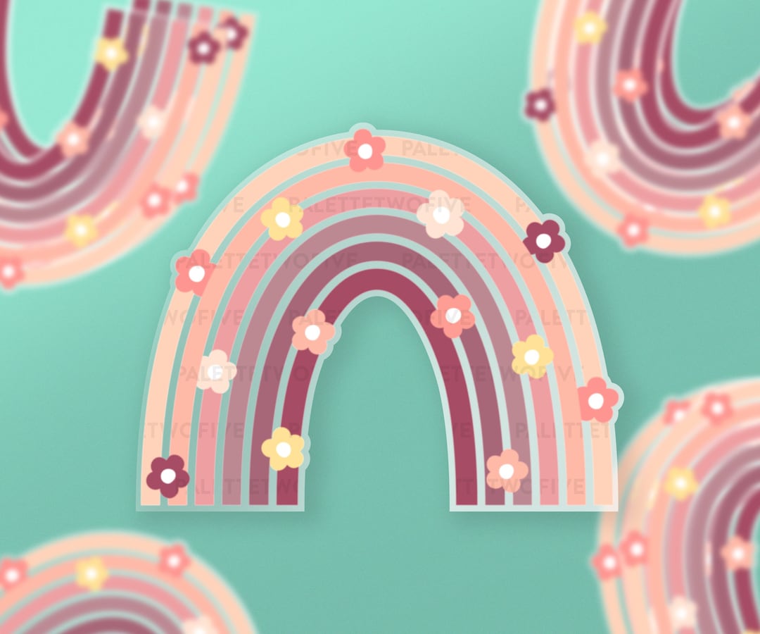 Rainbow Sticker, Rainbow Flower Sticker, Pretty Rainbow Sticker ...