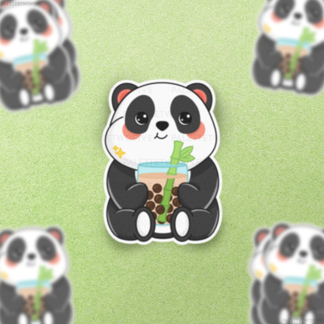 Panda Sticker, Boba Sticker, Cute Panda Sticker, Cute Animal Sticker ...