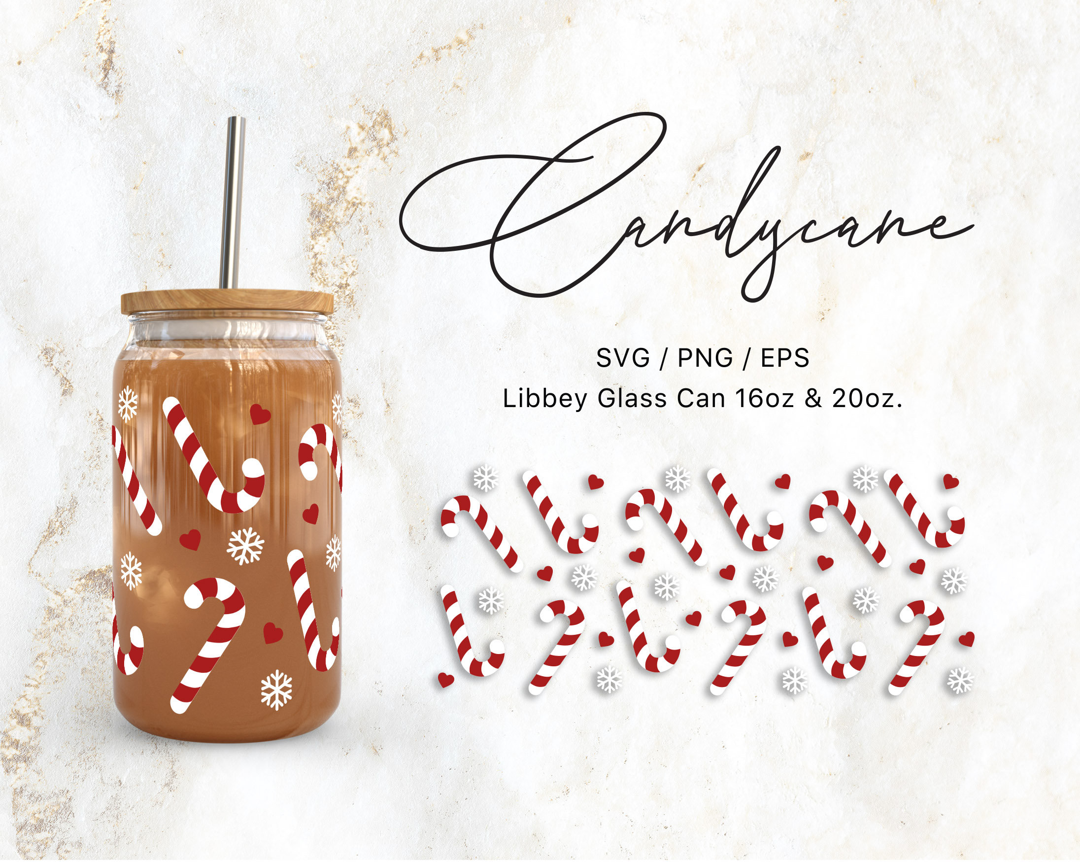 Libbey Glass 16oz | 20oz Candy Cane Svg Files for Cricut & Silhouette ...