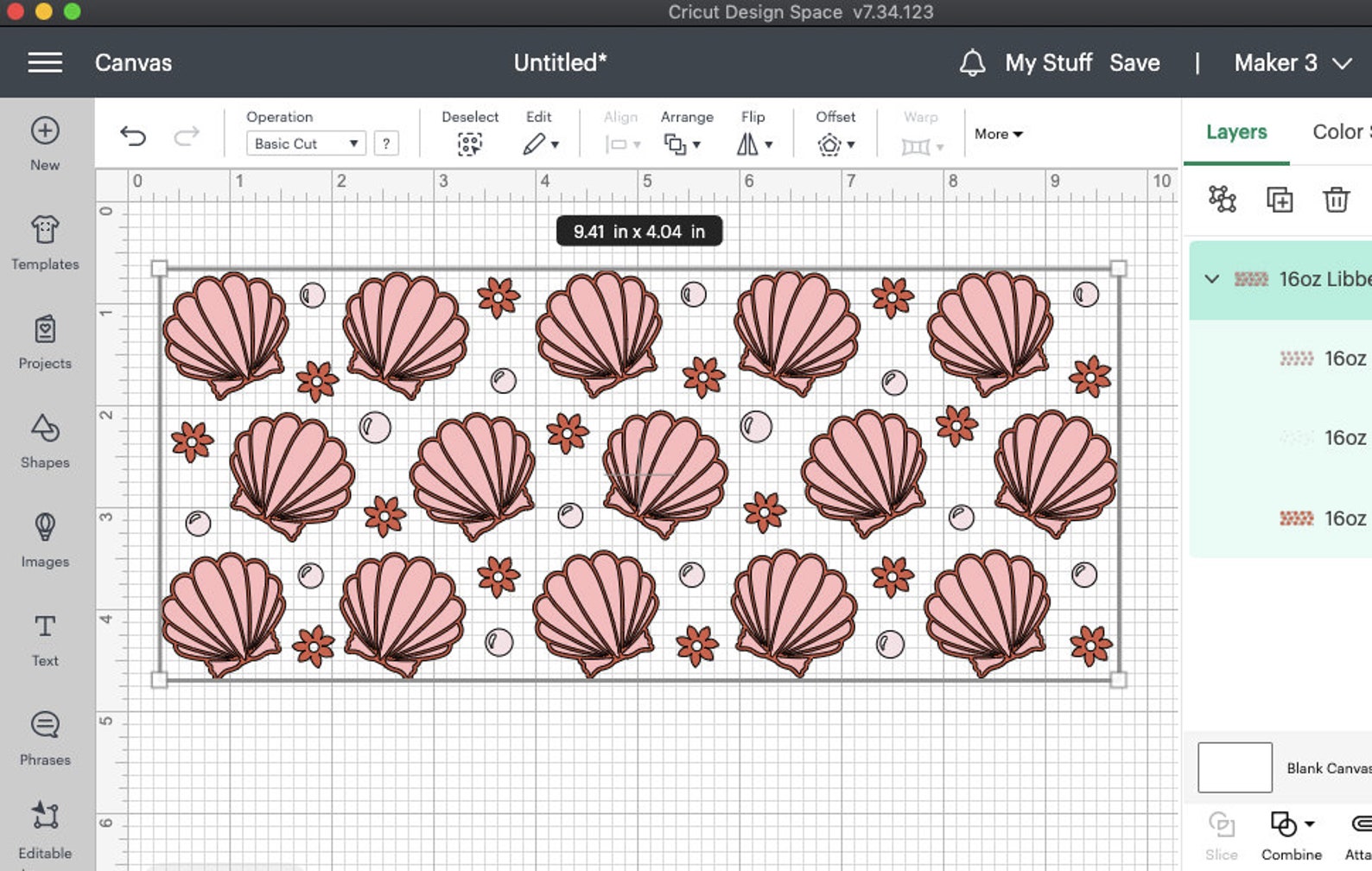 Libbey Glass 16oz | 20oz Peach Sea Shells Svg Files for Cricut ...