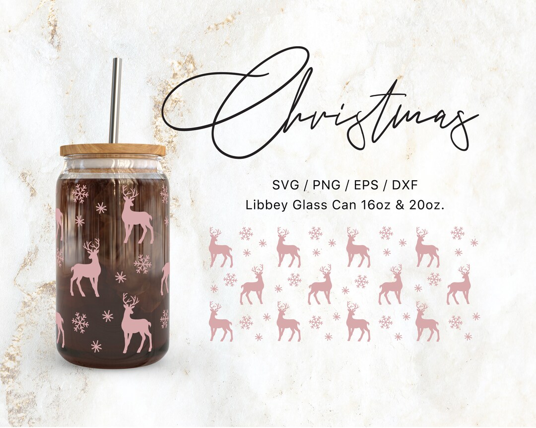 Libbey Glass 16oz | 20oz Blush Reindeer Svg Files for Cricut ...