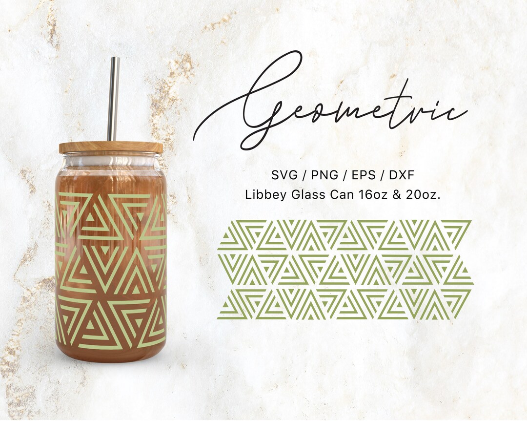 Libbey Glass 16oz | 20oz Geometric Triangle Svg File for Cricut ...