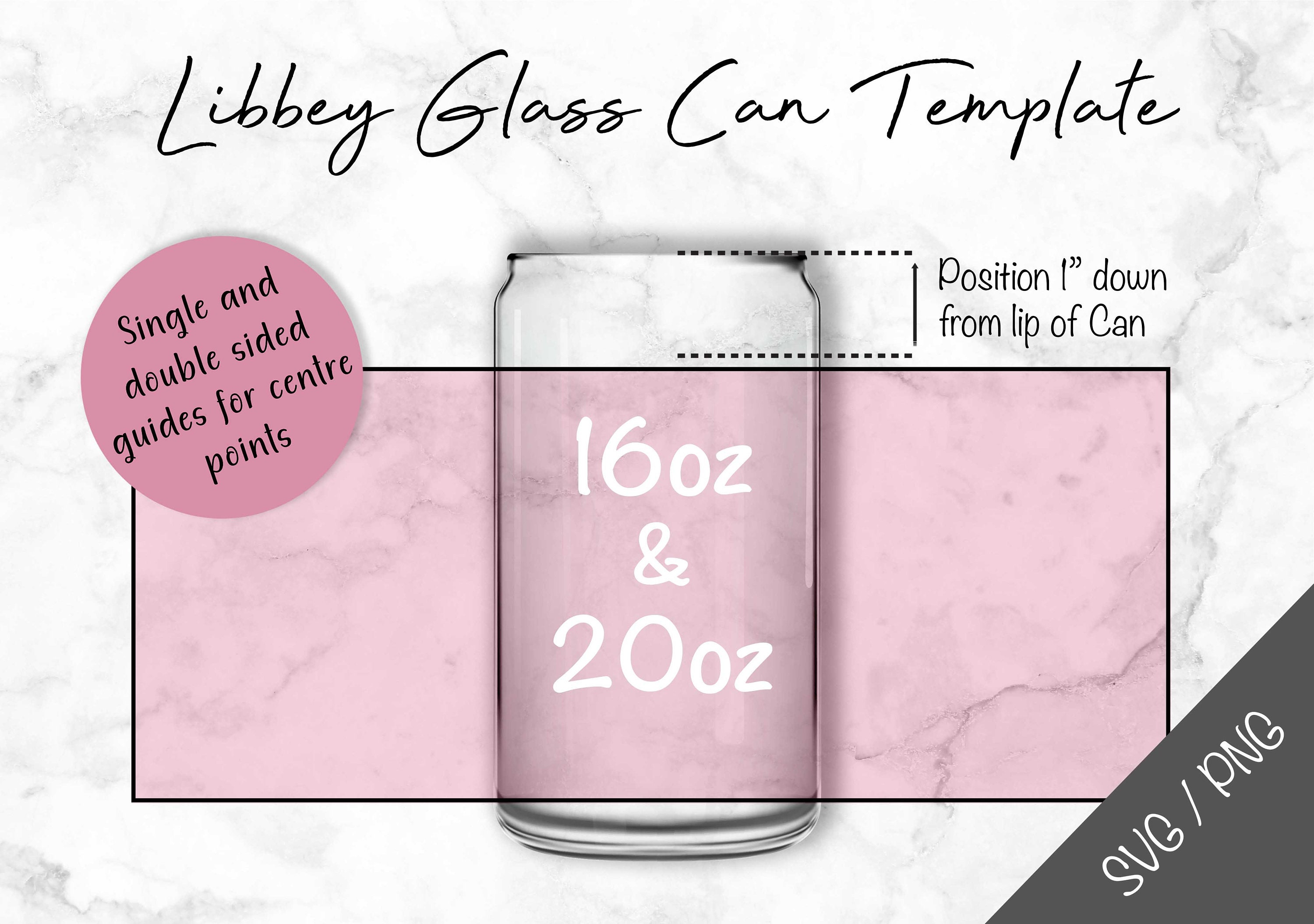 16oz & 20oz TEMPLATES for Libbey Glass Can Svg File for Cricut - Etsy